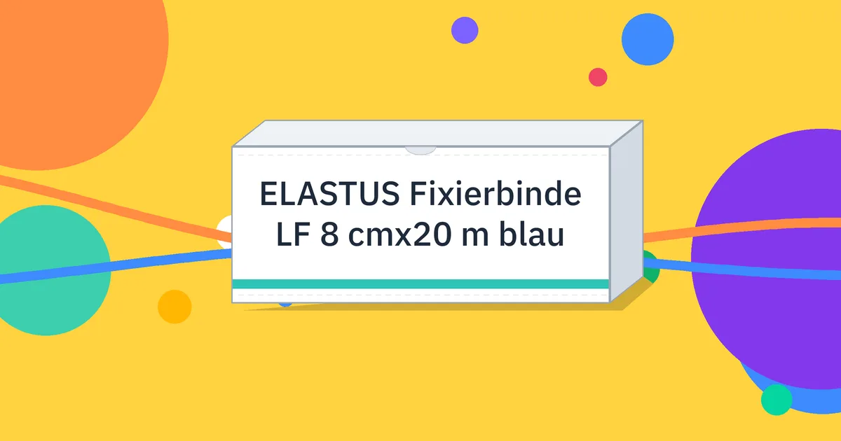Symbolbild: Packung mit der Aufschrift ELASTUS Fixierbinde LF 8 cmx20 m blau (PZN 12855296) – Verfügbarkeit und Bezug in Apotheken in Frankfurt am Main