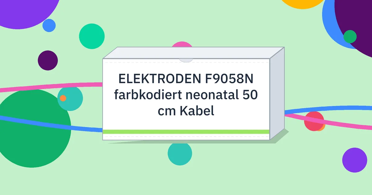 Symbolbild: Packung mit der Aufschrift ELEKTRODEN F9058N farbkodiert neonatal 50 cm Kabel (PZN 19209412) – Verfügbarkeit und Bezug in Apotheken in Frankfurt am Main