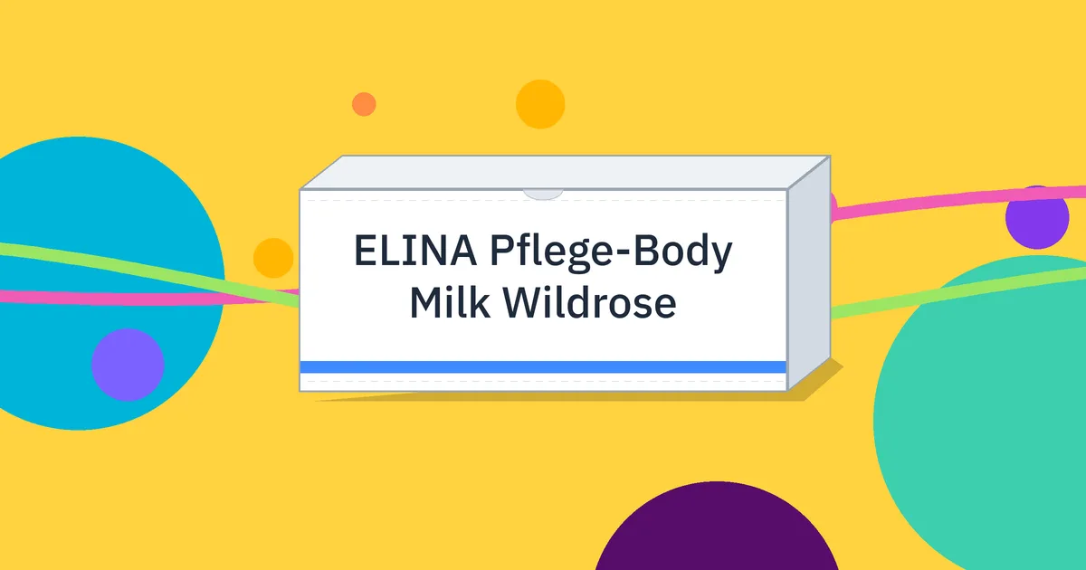 Symbolbild: Packung mit der Aufschrift ELINA Pflege-Body Milk Wildrose (PZN 11182205) – Verfügbarkeit und Bezug in Apotheken in Frankfurt am Main