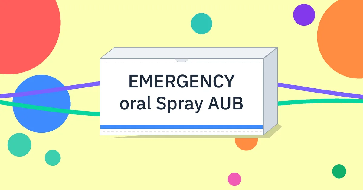 Symbolbild: Packung mit der Aufschrift EMERGENCY oral Spray AUB (PZN 18809736) – Verfügbarkeit und Bezug in Apotheken in Frankfurt am Main