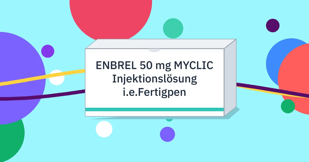 Symbolbild: Packung mit der Aufschrift ENBREL 50 mg MYCLIC Injektionslösung i.e.Fertigpen (PZN 10813299) – Verfügbarkeit und Bezug in Apotheken in Frankfurt am Main