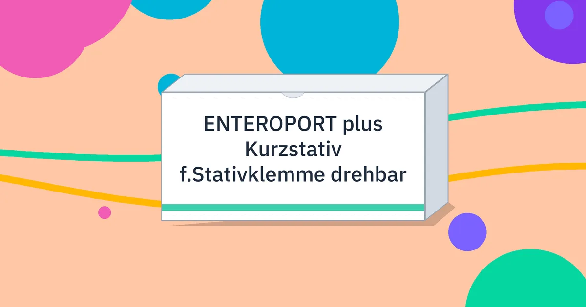 Symbolbild: Packung mit der Aufschrift ENTEROPORT plus Kurzstativ f.Stativklemme drehbar (PZN 02571037) – Verfügbarkeit und Bezug in Apotheken in Frankfurt am Main