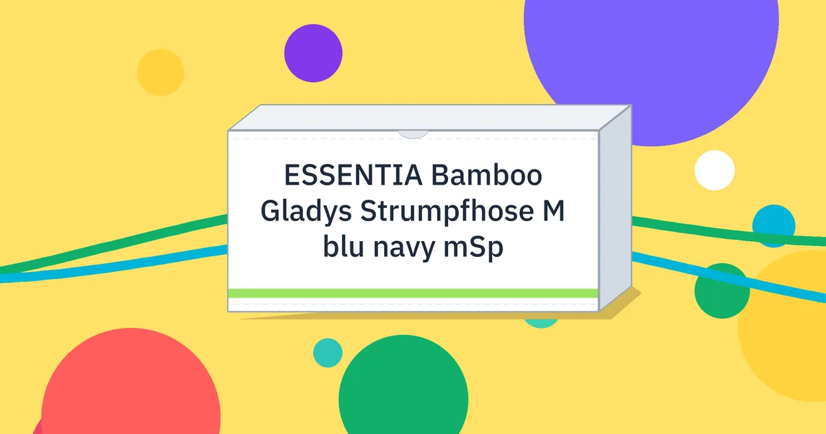 Symbolbild: Packung mit der Aufschrift ESSENTIA Bamboo Gladys Strumpfhose M blu navy mSp (PZN 19165330) – Verfügbarkeit und Bezug in Apotheken in Frankfurt am Main