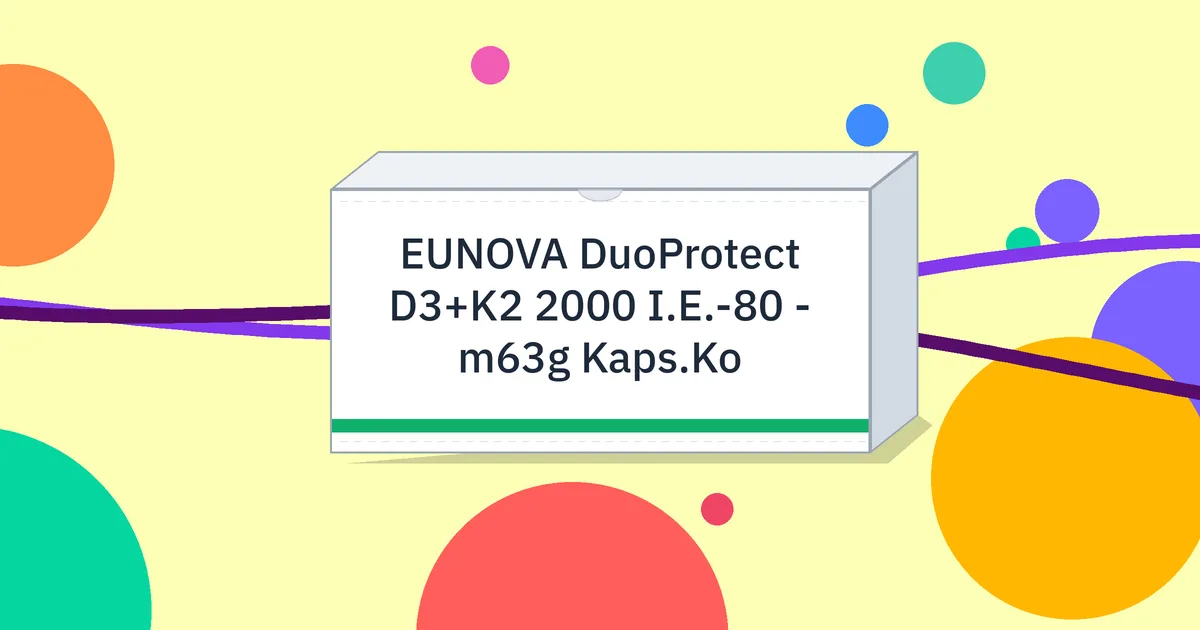Symbolbild: Packung mit der Aufschrift EUNOVA DuoProtect D3+K2 2000 I.E.-80 -m63g Kaps.Ko (PZN 15436772) – Verfügbarkeit und Bezug in Apotheken in Frankfurt am Main