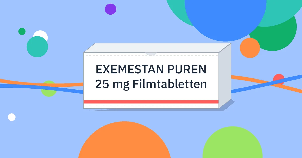 Symbolbild: Packung mit der Aufschrift EXEMESTAN PUREN 25 mg Filmtabletten (PZN 19398086) – Verfügbarkeit und Bezug in Apotheken in Frankfurt am Main