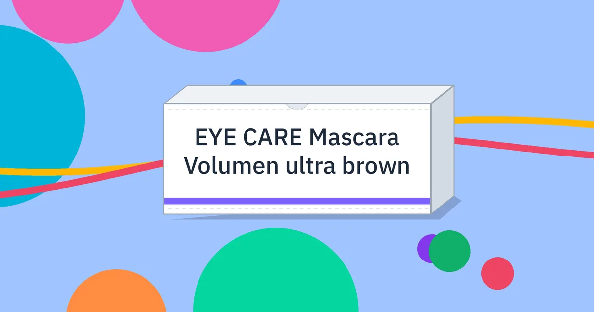 Symbolbild: Packung mit der Aufschrift EYE CARE Mascara Volumen ultra brown (PZN 10146868) – Verfügbarkeit und Bezug in Apotheken in Frankfurt am Main