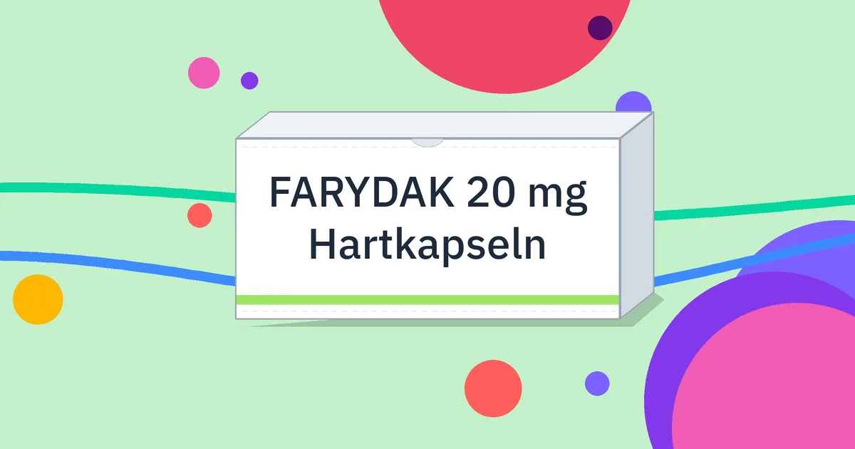 Symbolbild: Packung mit der Aufschrift FARYDAK 20 mg Hartkapseln (PZN 11126448) – Verfügbarkeit und Bezug in Apotheken in Frankfurt am Main