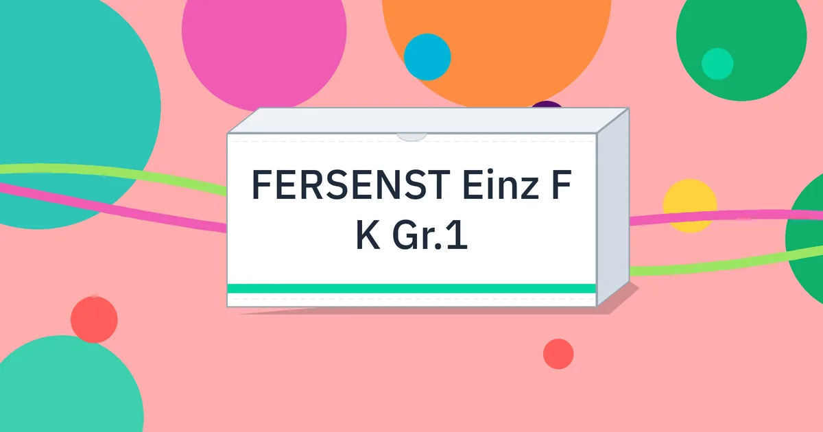 Symbolbild: Packung mit der Aufschrift FERSENST Einz F K Gr.1 (PZN 01738340) – Verfügbarkeit und Bezug in Apotheken in Frankfurt am Main