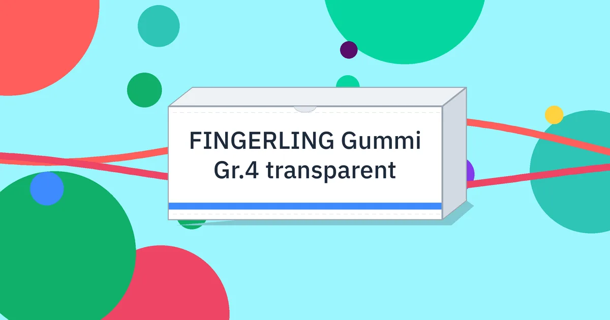Symbolbild: Packung mit der Aufschrift FINGERLING Gummi Gr.4 transparent (PZN 03465544) – Verfügbarkeit und Bezug in Apotheken in Frankfurt am Main