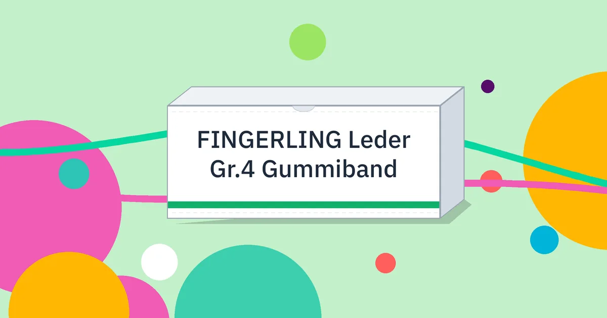 Symbolbild: Packung mit der Aufschrift FINGERLING Leder Gr.4 Gummiband (PZN 01962244) – Verfügbarkeit und Bezug in Apotheken in Frankfurt am Main