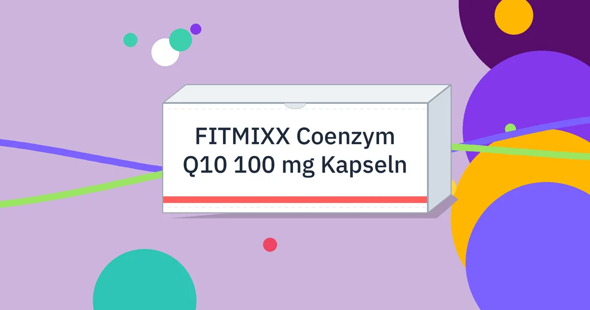 Symbolbild: Packung mit der Aufschrift FITMIXX Coenzym Q10 100 mg Kapseln (PZN 20170046) – Verfügbarkeit und Bezug in Apotheken in Frankfurt am Main