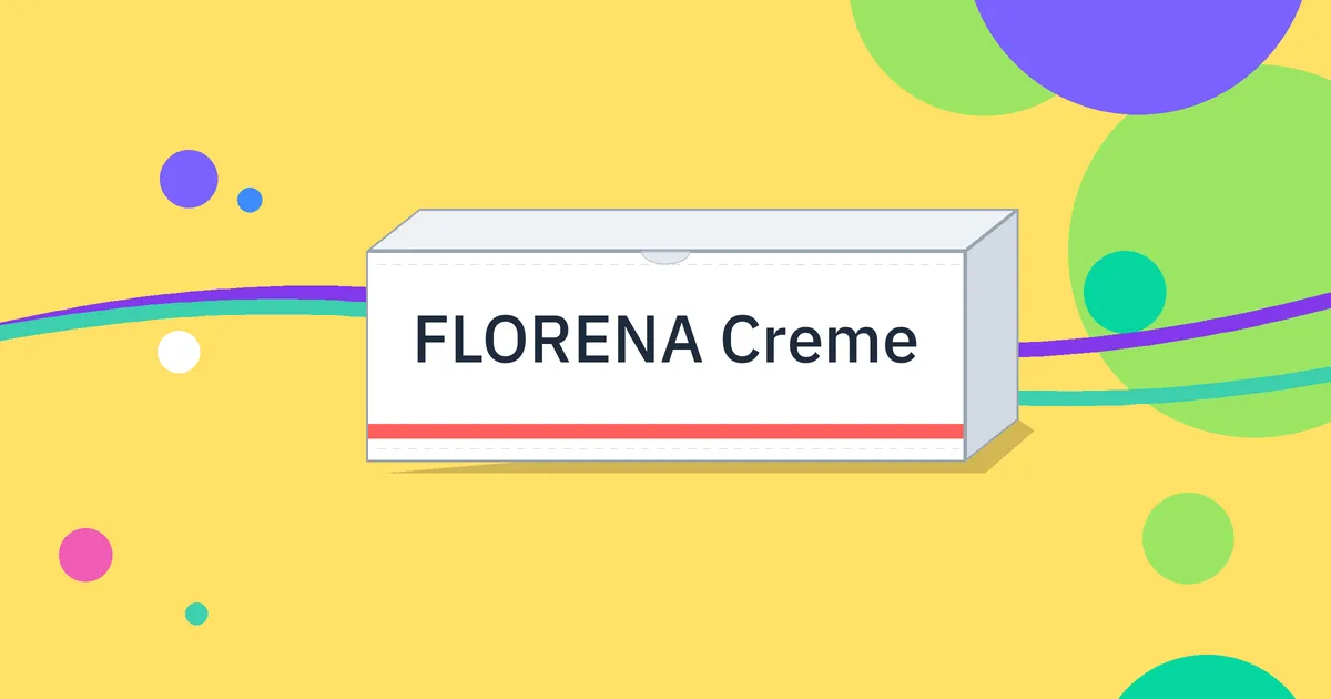 Symbolbild: Packung mit der Aufschrift FLORENA Creme (PZN 17625922) – Verfügbarkeit und Bezug in Apotheken in Frankfurt am Main