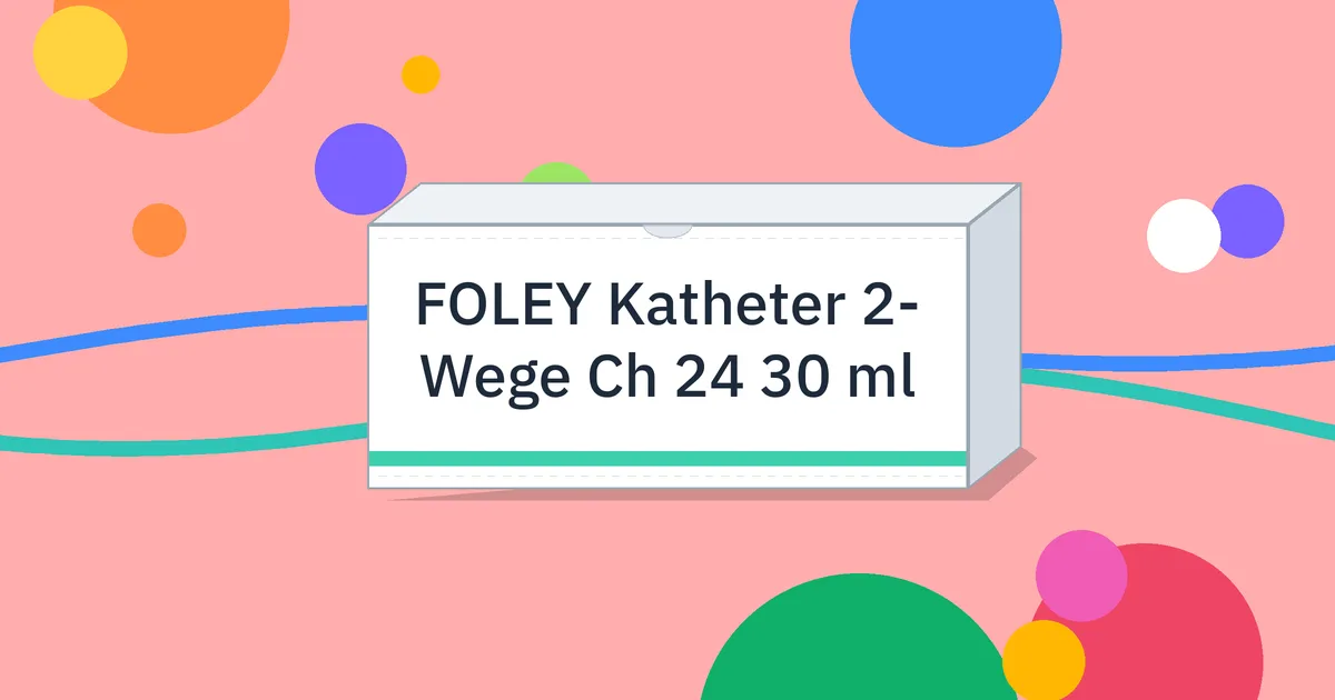 Symbolbild: Packung mit der Aufschrift FOLEY Katheter 2-Wege Ch 24 30 ml (PZN 04366175) – Verfügbarkeit und Bezug in Apotheken in Frankfurt am Main