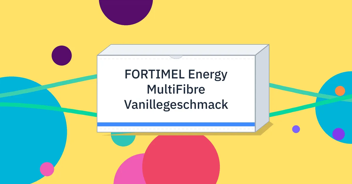 Symbolbild: Packung mit der Aufschrift FORTIMEL Energy MultiFibre Vanillegeschmack (PZN 01328352) – Verfügbarkeit und Bezug in Apotheken in Frankfurt am Main