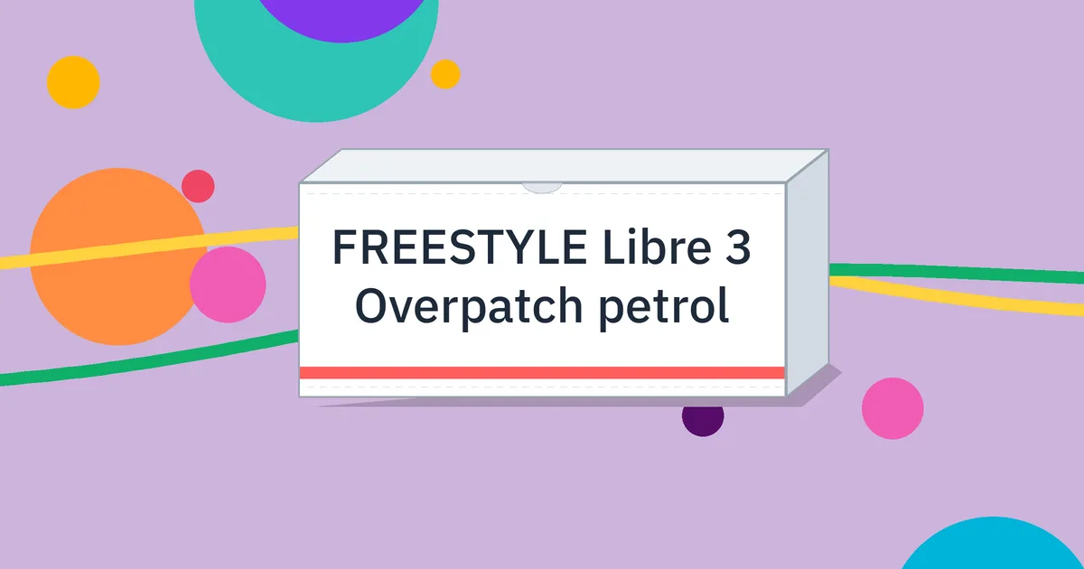Symbolbild: Packung mit der Aufschrift FREESTYLE Libre 3 Overpatch petrol (PZN 19865116) – Verfügbarkeit und Bezug in Apotheken in Frankfurt am Main