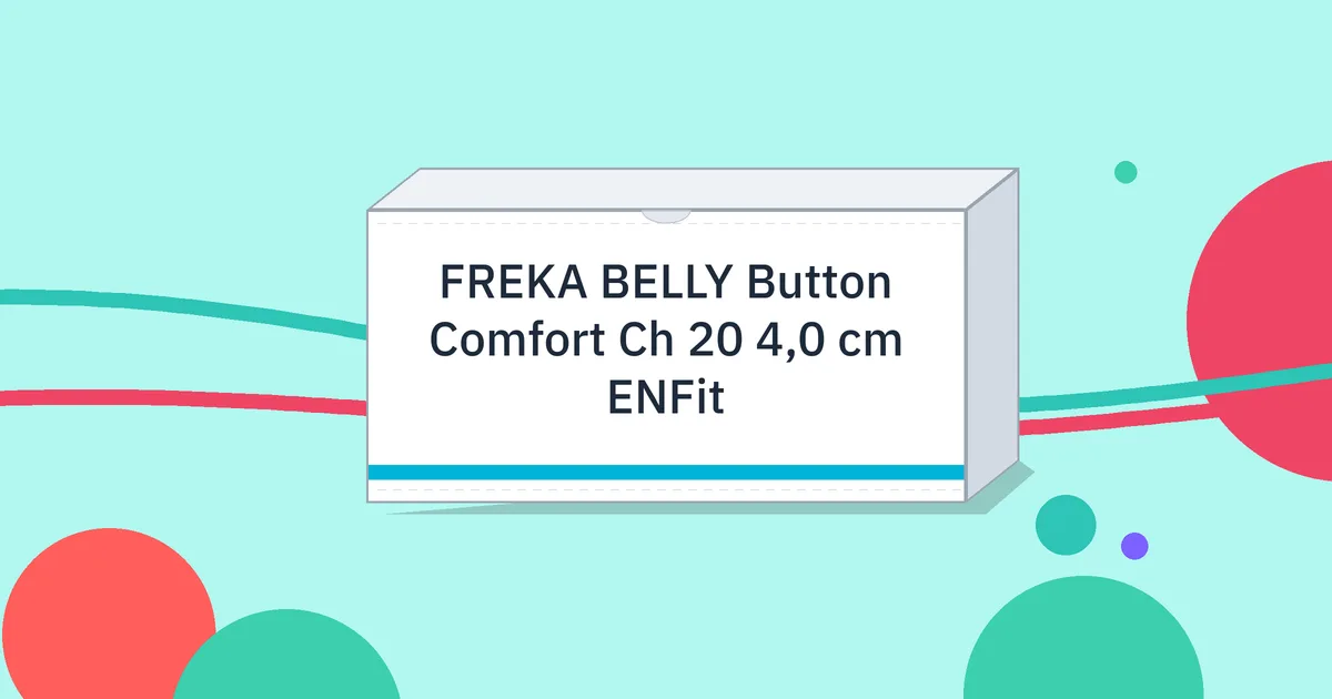 Symbolbild: Packung mit der Aufschrift FREKA BELLY Button Comfort Ch 20 4,0 cm ENFit (PZN 11486974) – Verfügbarkeit und Bezug in Apotheken in Frankfurt am Main