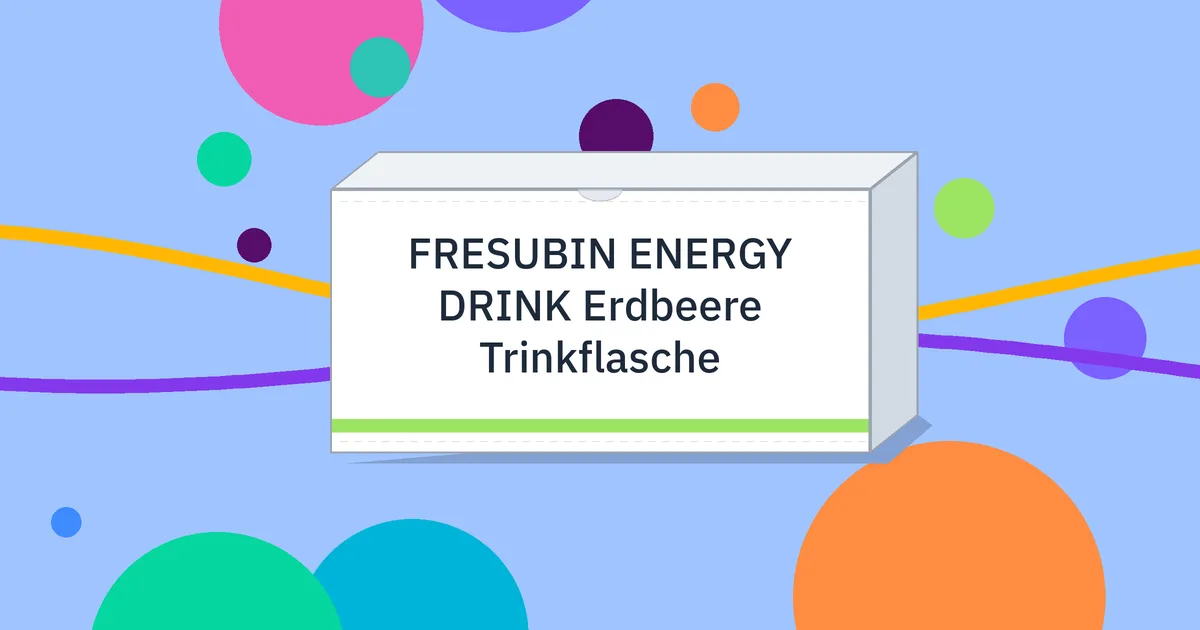 Symbolbild: Packung mit der Aufschrift FRESUBIN ENERGY DRINK Erdbeere Trinkflasche (PZN 18791781) – Verfügbarkeit und Bezug in Apotheken in Frankfurt am Main