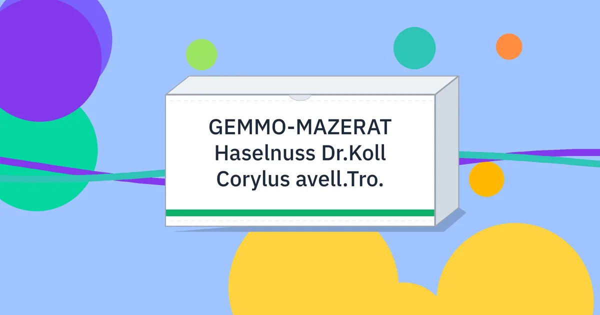 Symbolbild: Packung mit der Aufschrift GEMMO-MAZERAT Haselnuss Dr.Koll Corylus avell.Tro. (PZN 20059892) – Verfügbarkeit und Bezug in Apotheken in Frankfurt am Main