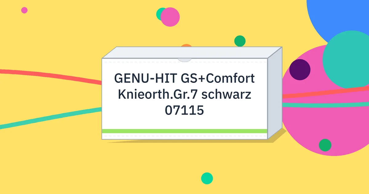 Symbolbild: Packung mit der Aufschrift GENU-HIT GS+Comfort Knieorth.Gr.7 schwarz 07115 (PZN 20835391) – Verfügbarkeit und Bezug in Apotheken in Frankfurt am Main