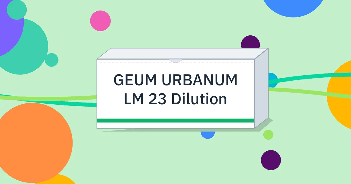 Symbolbild: Packung mit der Aufschrift GEUM URBANUM LM 23 Dilution (PZN 13543854) – Verfügbarkeit und Bezug in Apotheken in Frankfurt am Main