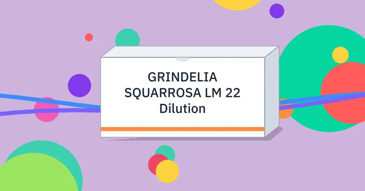 Symbolbild: Packung mit der Aufschrift GRINDELIA SQUARROSA LM 22 Dilution (PZN 13547579) – Verfügbarkeit und Bezug in Apotheken in Frankfurt am Main