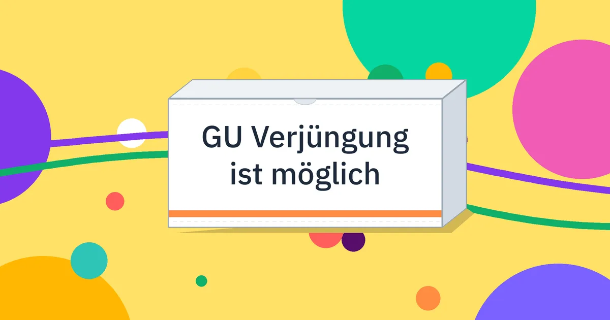 Symbolbild: Packung mit der Aufschrift GU Verjüngung ist möglich (PZN 17538241) – Verfügbarkeit und Bezug in Apotheken in Frankfurt am Main