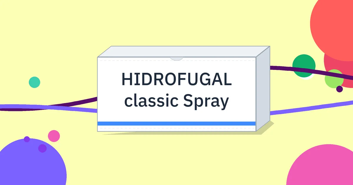 Symbolbild: Packung mit der Aufschrift HIDROFUGAL classic Spray (PZN 20686034) – Verfügbarkeit und Bezug in Apotheken in Frankfurt am Main