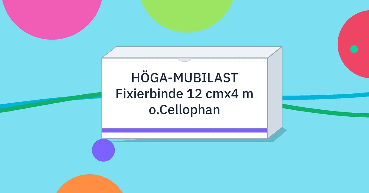 Symbolbild: Packung mit der Aufschrift HÖGA-MUBILAST Fixierbinde 12 cmx4 m o.Cellophan (PZN 04401598) – Verfügbarkeit und Bezug in Apotheken in Frankfurt am Main