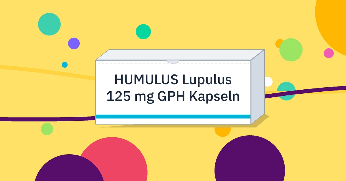Symbolbild: Packung mit der Aufschrift HUMULUS Lupulus 125 mg GPH Kapseln (PZN 09645431) – Verfügbarkeit und Bezug in Apotheken in Frankfurt am Main