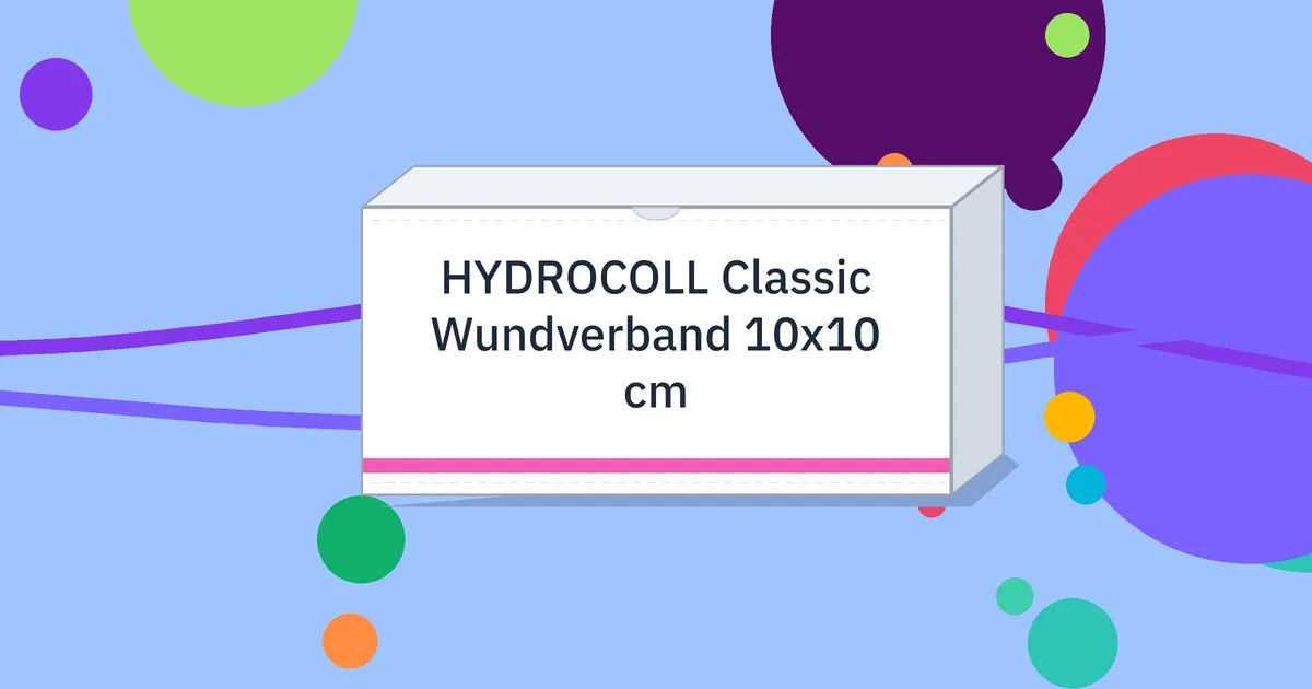 Symbolbild: Packung mit der Aufschrift HYDROCOLL Classic Wundverband 10x10 cm (PZN 20125092) – Verfügbarkeit und Bezug in Apotheken in Frankfurt am Main