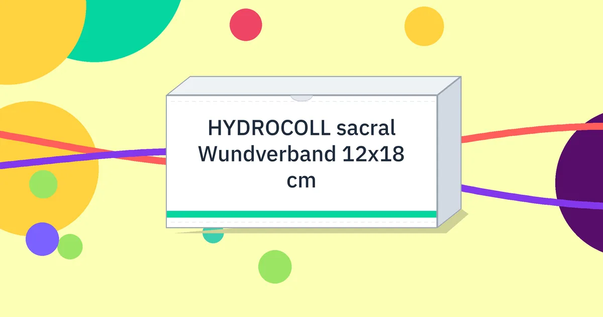 Symbolbild: Packung mit der Aufschrift HYDROCOLL sacral Wundverband 12x18 cm (PZN 04392623) – Verfügbarkeit und Bezug in Apotheken in Frankfurt am Main