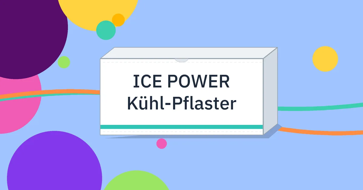 Symbolbild: Packung mit der Aufschrift ICE POWER Kühl-Pflaster (PZN 11604847) – Verfügbarkeit und Bezug in Apotheken in Frankfurt am Main