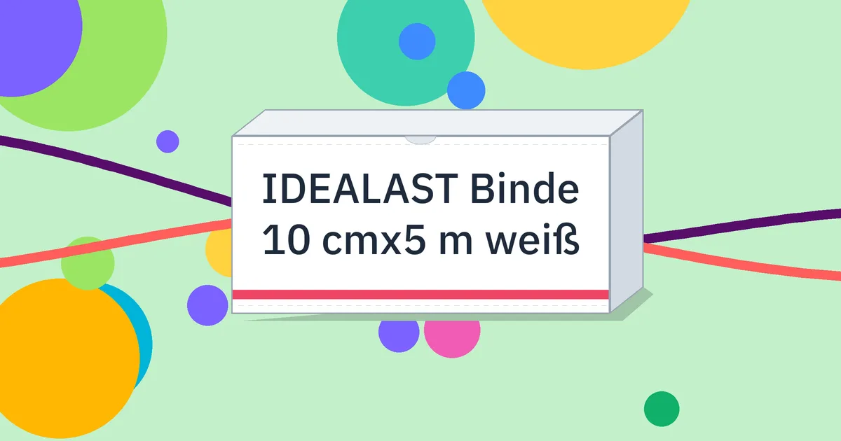 Symbolbild: Packung mit der Aufschrift IDEALAST Binde 10 cmx5 m weiß (PZN 12594720) – Verfügbarkeit und Bezug in Apotheken in Frankfurt am Main