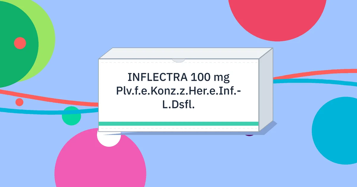 Symbolbild: Packung mit der Aufschrift INFLECTRA 100 mg Plv.f.e.Konz.z.Her.e.Inf.-L.Dsfl. (PZN 11532272) – Verfügbarkeit und Bezug in Apotheken in Frankfurt am Main