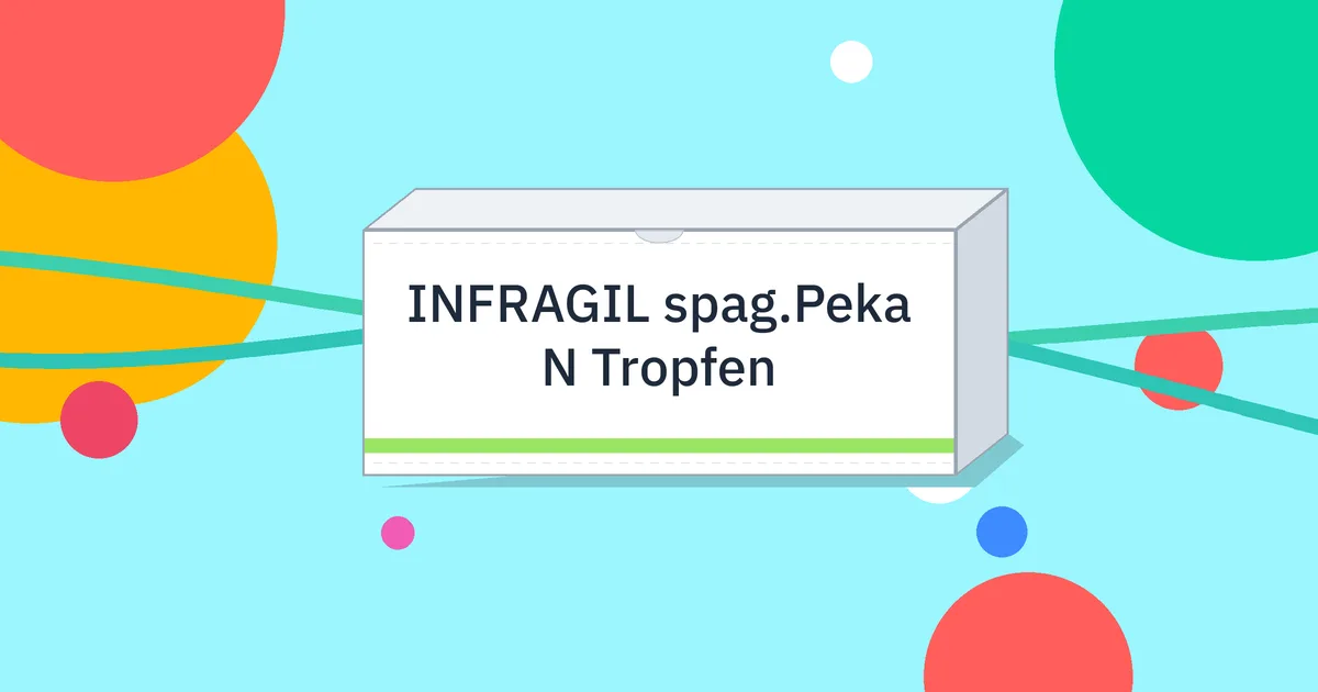 Symbolbild: Packung mit der Aufschrift INFRAGIL spag.Peka N Tropfen (PZN 06052653) – Verfügbarkeit und Bezug in Apotheken in Frankfurt am Main