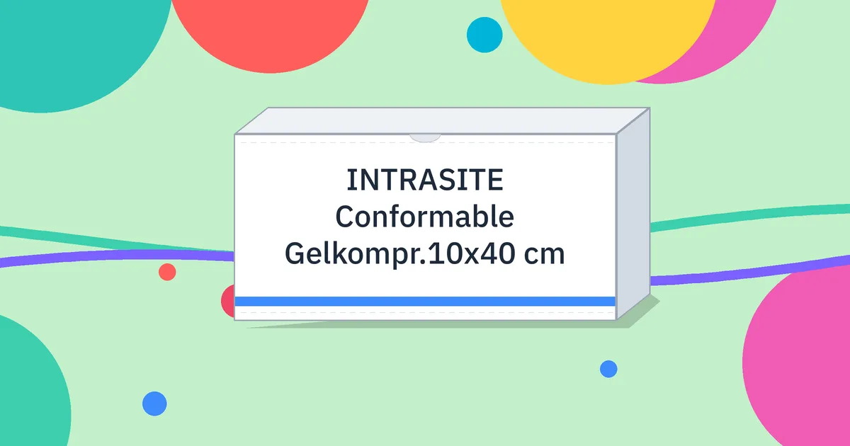 Symbolbild: Packung mit der Aufschrift INTRASITE Conformable Gelkompr.10x40 cm (PZN 09252074) – Verfügbarkeit und Bezug in Apotheken in Frankfurt am Main