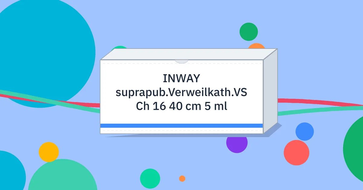 Symbolbild: Packung mit der Aufschrift INWAY suprapub.Verweilkath.VS Ch 16 40 cm 5 ml (PZN 00052391) – Verfügbarkeit und Bezug in Apotheken in Frankfurt am Main