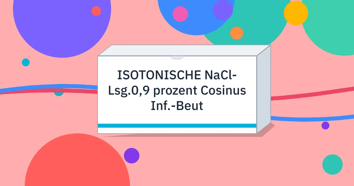 Symbolbild: Packung mit der Aufschrift ISOTONISCHE NaCl-Lsg.0,9 prozent Cosinus Inf.-Beut (PZN 17575696) – Verfügbarkeit und Bezug in Apotheken in Frankfurt am Main