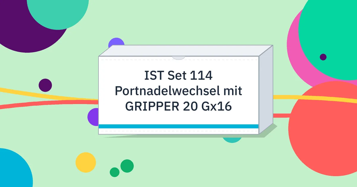Symbolbild: Packung mit der Aufschrift IST Set 114 Portnadelwechsel mit GRIPPER 20 Gx16 (PZN 10049622) – Verfügbarkeit und Bezug in Apotheken in Frankfurt am Main
