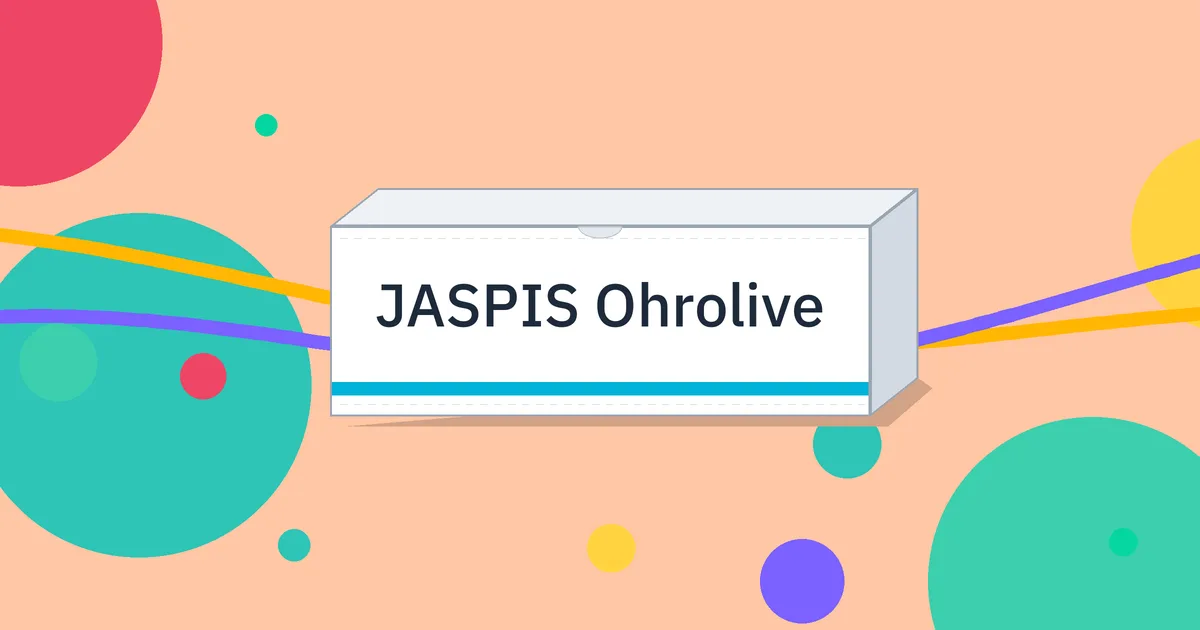 Symbolbild: Packung mit der Aufschrift JASPIS Ohrolive (PZN 16348573) – Verfügbarkeit und Bezug in Apotheken in Frankfurt am Main