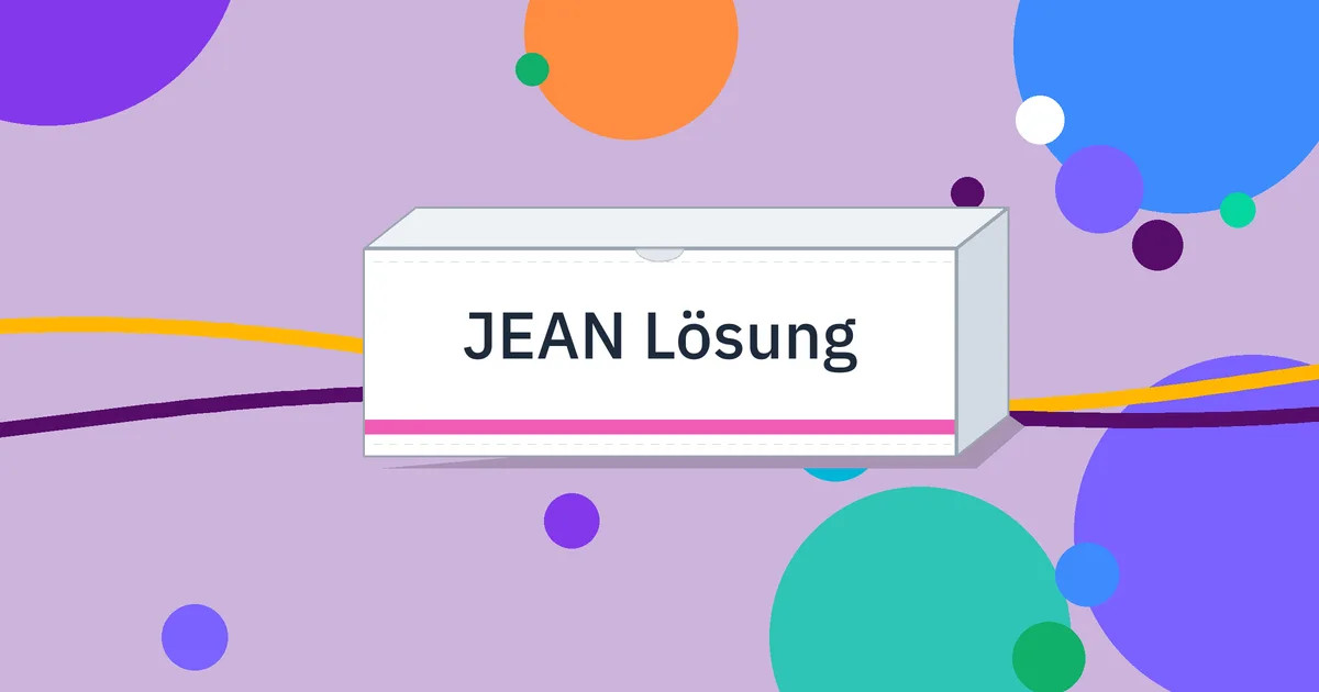 Symbolbild: Packung mit der Aufschrift JEAN Lösung (PZN 04982974) – Verfügbarkeit und Bezug in Apotheken in Frankfurt am Main