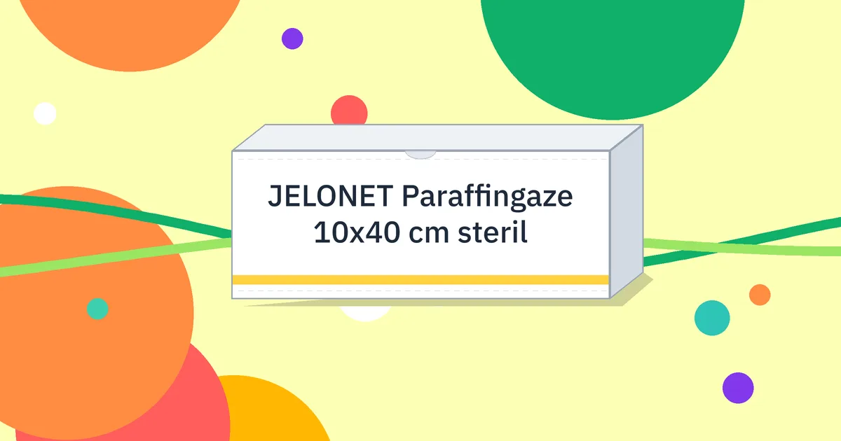 Symbolbild: Packung mit der Aufschrift JELONET Paraffingaze 10x40 cm steril (PZN 16595981) – Verfügbarkeit und Bezug in Apotheken in Frankfurt am Main