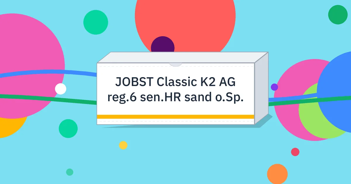 Symbolbild: Packung mit der Aufschrift JOBST Classic K2 AG reg.6 sen.HR sand o.Sp. (PZN 17960170) – Verfügbarkeit und Bezug in Apotheken in Frankfurt am Main