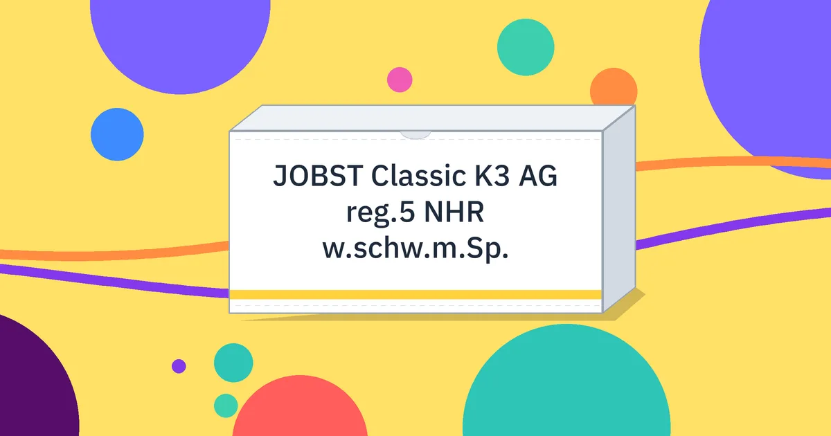Symbolbild: Packung mit der Aufschrift JOBST Classic K3 AG reg.5 NHR w.schw.m.Sp. (PZN 13073644) – Verfügbarkeit und Bezug in Apotheken in Frankfurt am Main