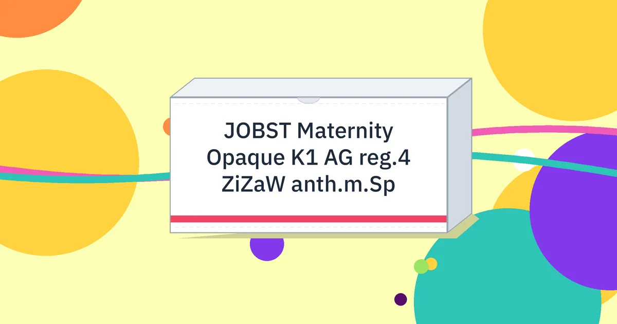 Symbolbild: Packung mit der Aufschrift JOBST Maternity Opaque K1 AG reg.4 ZiZaW anth.m.Sp (PZN 15854825) – Verfügbarkeit und Bezug in Apotheken in Frankfurt am Main
