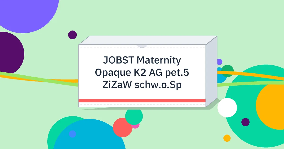 Symbolbild: Packung mit der Aufschrift JOBST Maternity Opaque K2 AG pet.5 ZiZaW schw.o.Sp (PZN 15853895) – Verfügbarkeit und Bezug in Apotheken in Frankfurt am Main