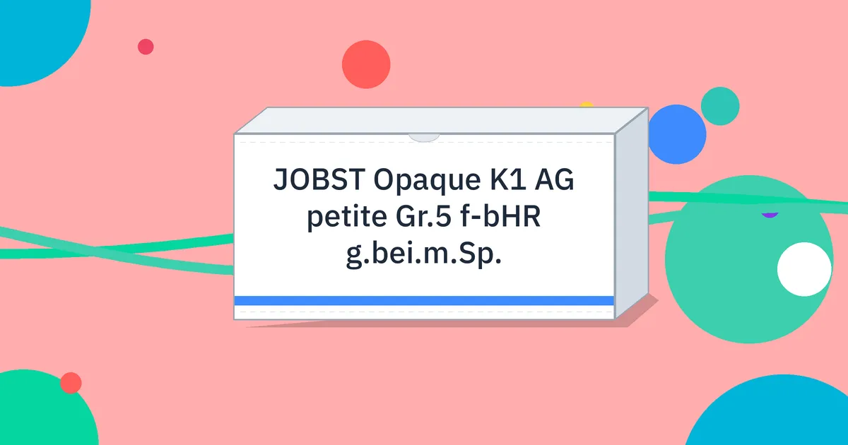 Symbolbild: Packung mit der Aufschrift JOBST Opaque K1 AG petite Gr.5 f-bHR g.bei.m.Sp. (PZN 16268756) – Verfügbarkeit und Bezug in Apotheken in Frankfurt am Main