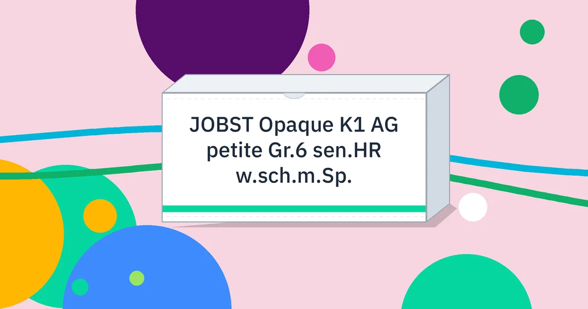 Symbolbild: Packung mit der Aufschrift JOBST Opaque K1 AG petite Gr.6 sen.HR w.sch.m.Sp. (PZN 13086351) – Verfügbarkeit und Bezug in Apotheken in Frankfurt am Main