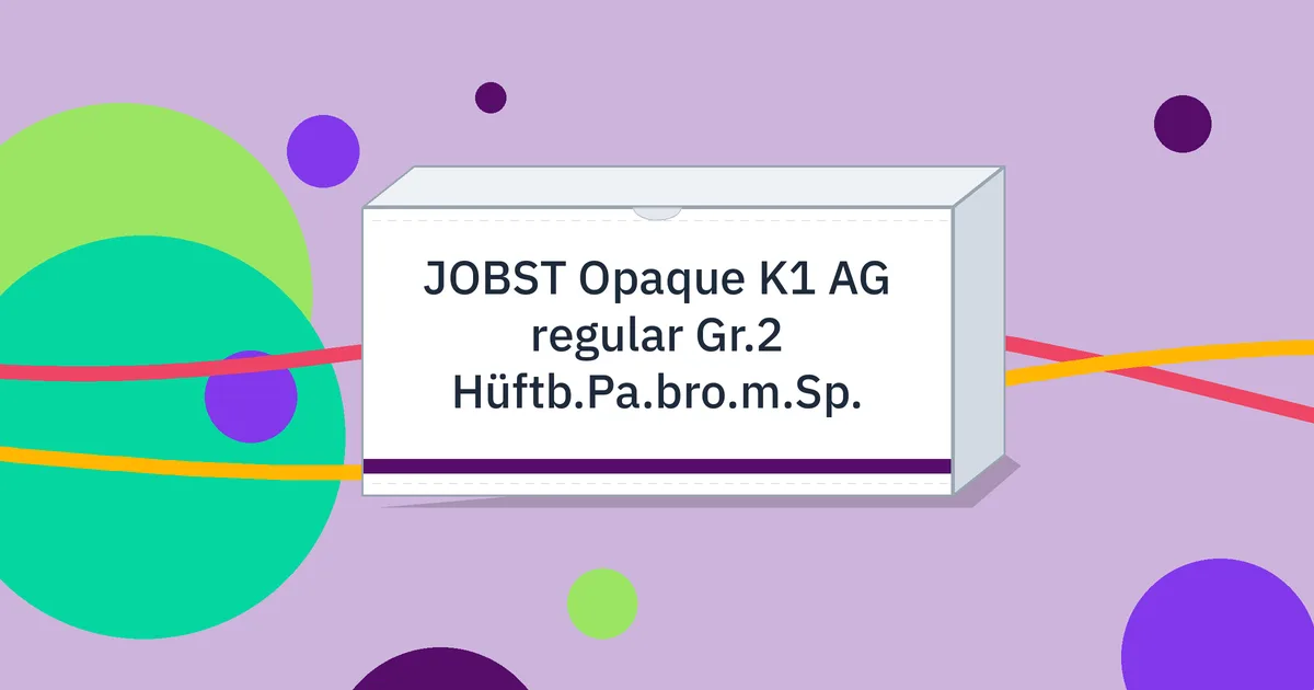 Symbolbild: Packung mit der Aufschrift JOBST Opaque K1 AG regular Gr.2 Hüftb.Pa.bro.m.Sp. (PZN 13100335) – Verfügbarkeit und Bezug in Apotheken in Frankfurt am Main