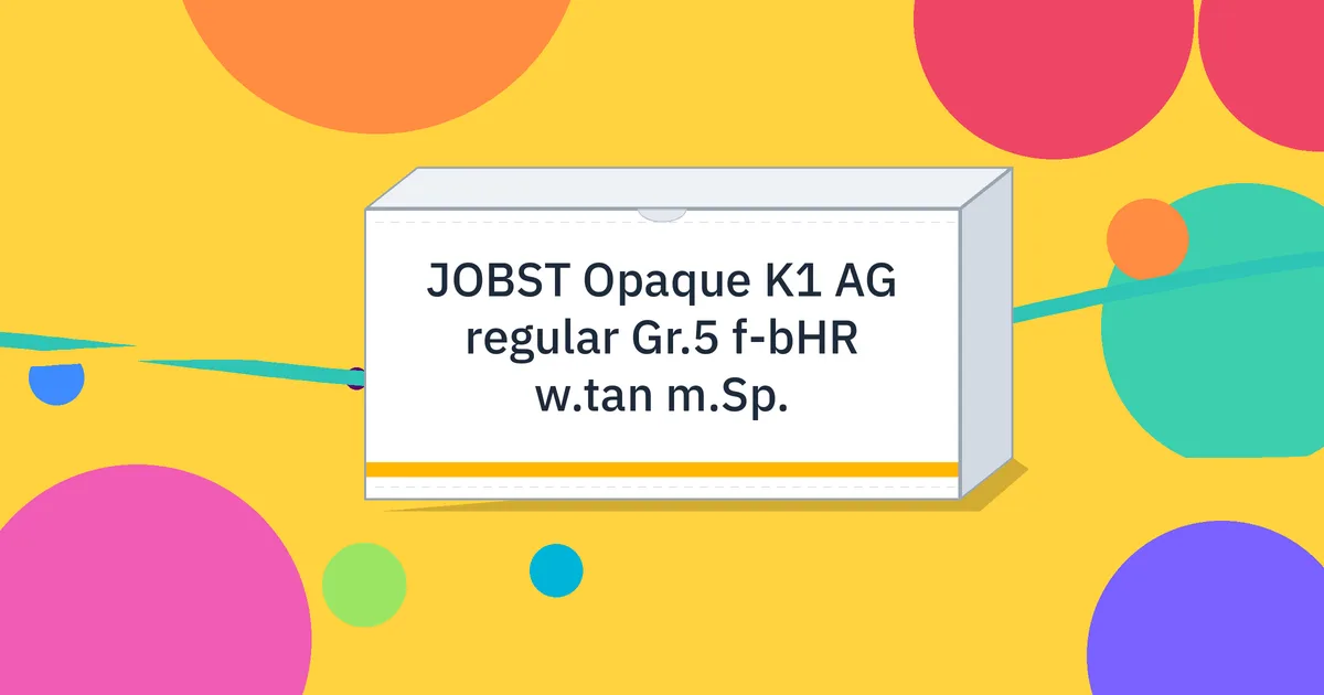Symbolbild: Packung mit der Aufschrift JOBST Opaque K1 AG regular Gr.5 f-bHR w.tan m.Sp. (PZN 16266527) – Verfügbarkeit und Bezug in Apotheken in Frankfurt am Main